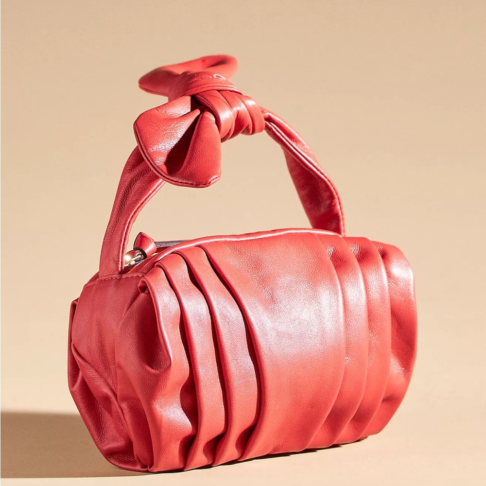 Anthropologie Mini Top-Knot Pleated Handbag - Gem